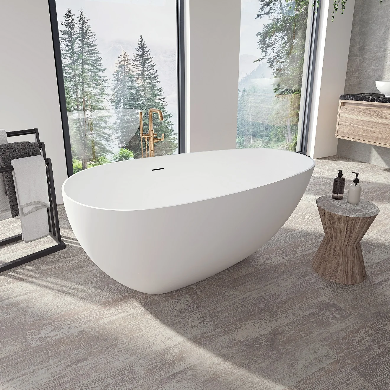 Neptune Braga Freestanding Bathtub Matte White - Bath Emporium